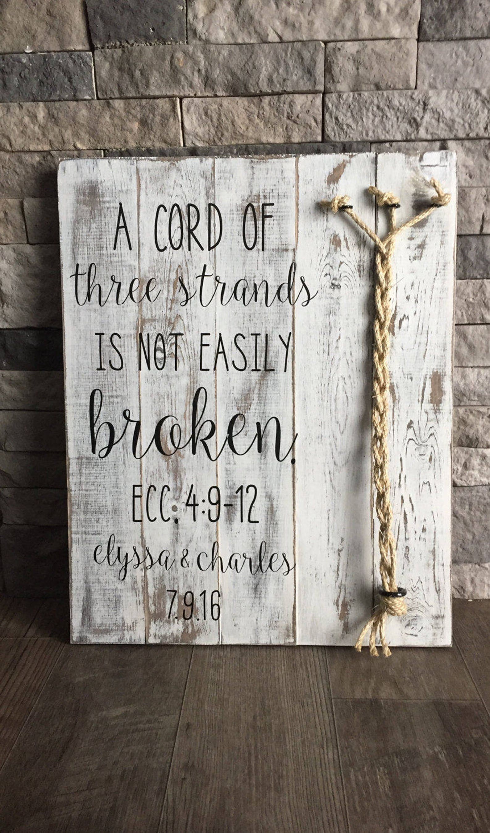 A Cord of Three Strands Sign A Cord of 3 Strands | Etsy