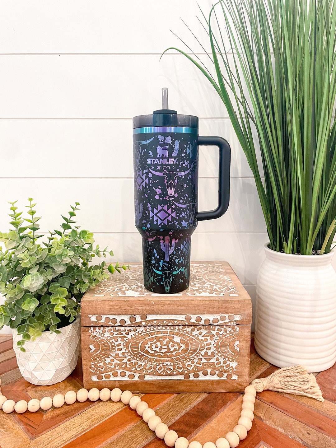 Paint Splatter Western 40oz Tumbler, Travel Mug, Engraved Tumbler ...