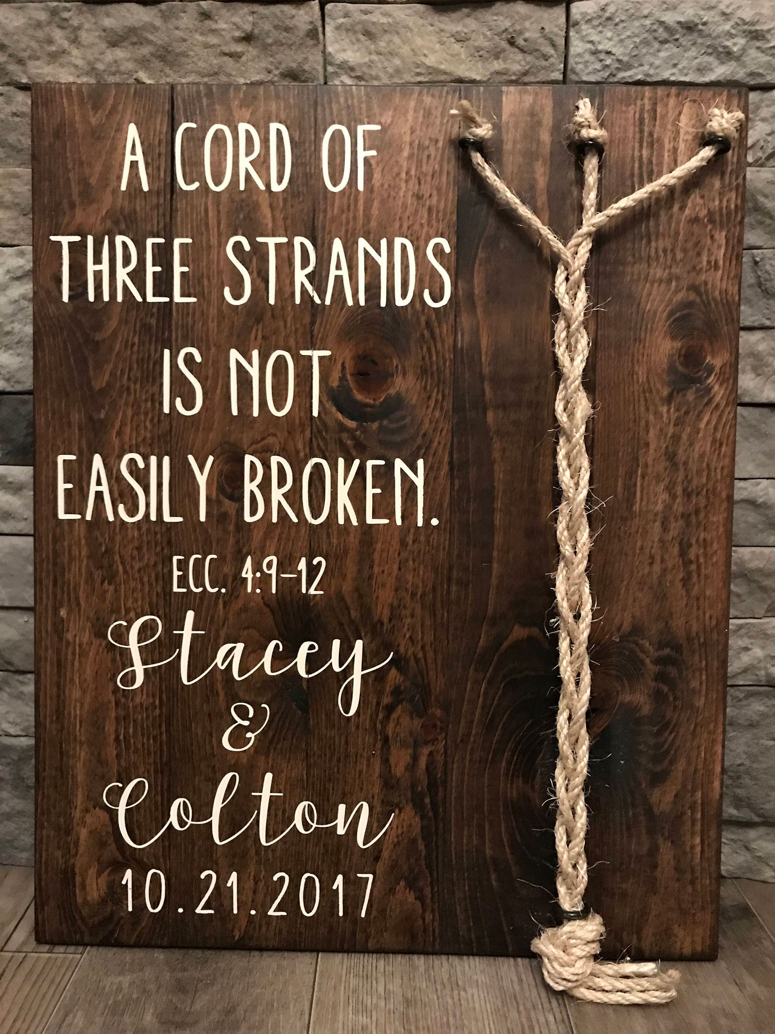 A Cord of Three Strands Sign A Cord of 3 Strands | Etsy