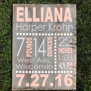 Birth Stats Wood Sign, Birth Announcement Sign, Baby Wooden Sign, Birth ...