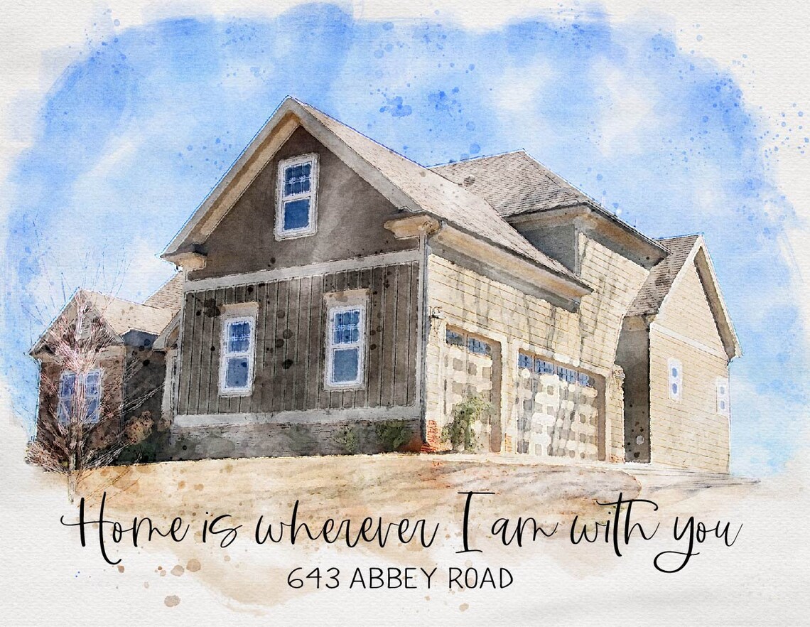 Custom Home Portrait Sign Watercolor Home Sign Watercolor - Etsy