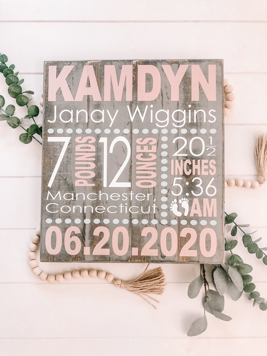 Birth Stats Wood Sign, Birth Announcement Sign, Baby Wooden Sign, Birth ...
