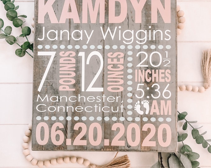 Customizable Baby Birth Stat Sign Baby Name and Birth Stat Sign ...