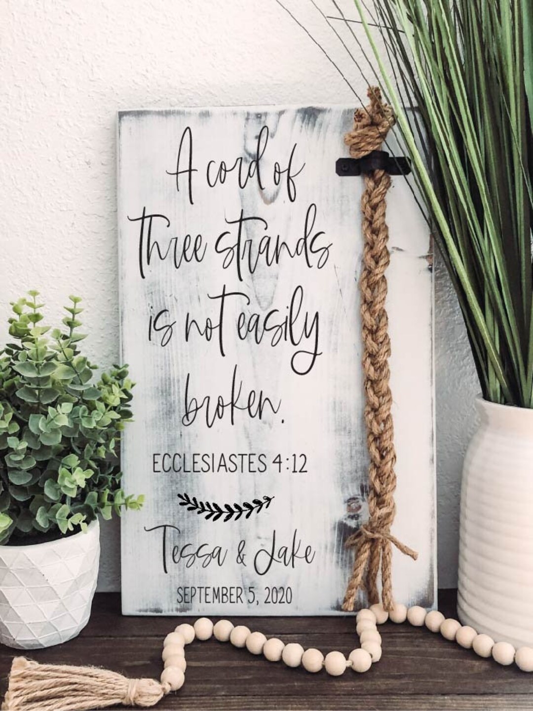 A Cord of Three Strands Sign, A Cord of 3 Strands, Ecclesiastes 4:9-12 ...