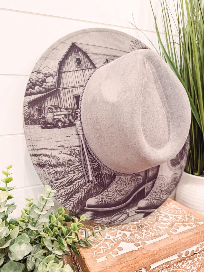 Cowgirl Burned Hat, Burned Cowboy Hat, Floral Burned Hat, Engraved Barn ...