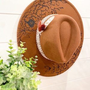 Floral Burned Hat, Floral Engraved Cowboy Hat, Sunflower Hat, Sunflower ...