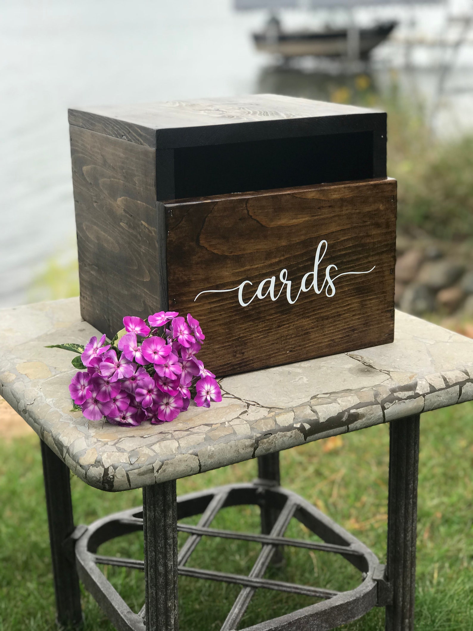 Wooden Card Box - Custom Rustic Wedding Box - Wooden Card Box With Slot ...