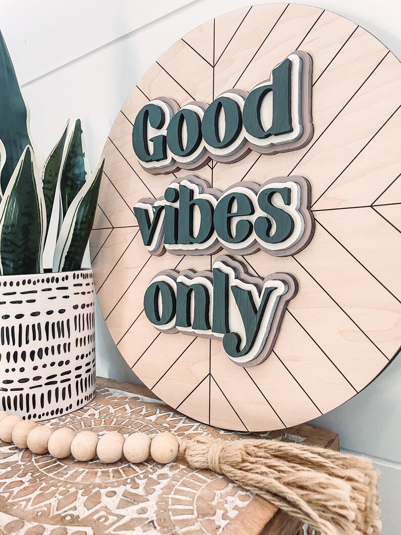 3D Good Vibes Only Sign, Laser Cut Nursery Sign, Good Vibes Only Baby ...