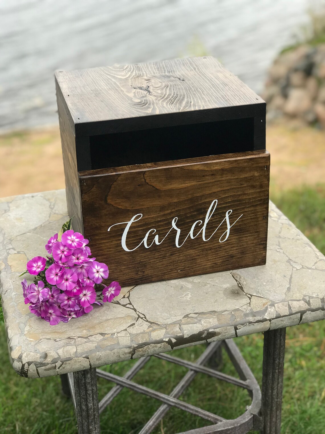 Wooden Card Box - Custom Rustic Wedding Box - Wooden Card Box With Slot ...
