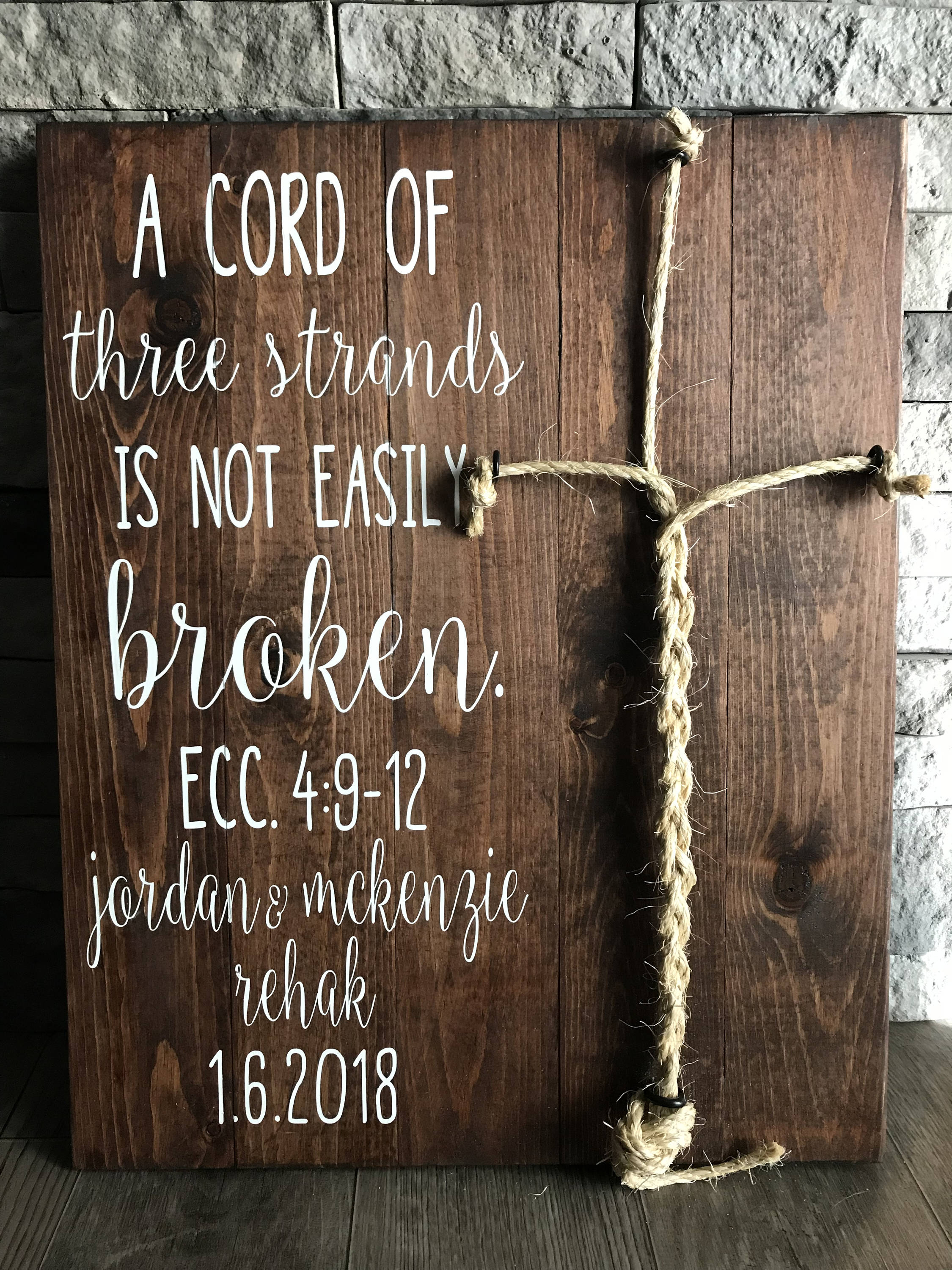 A Cord of Three Strands Sign A Cord of 3 Strands | Etsy