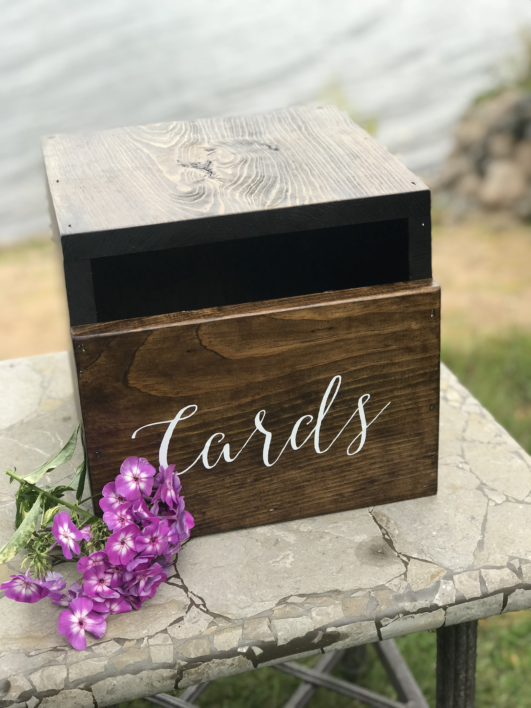 Wooden Card Box - Custom Rustic Wedding Box - Wooden Card Box With Slot ...