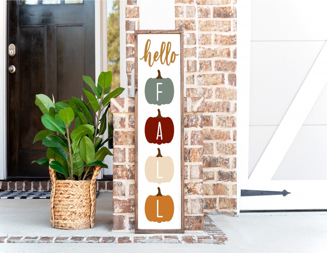 Hello Fall Pumpkins Wood Framed Sign, Fall Porch Sign, Halloween Decor ...