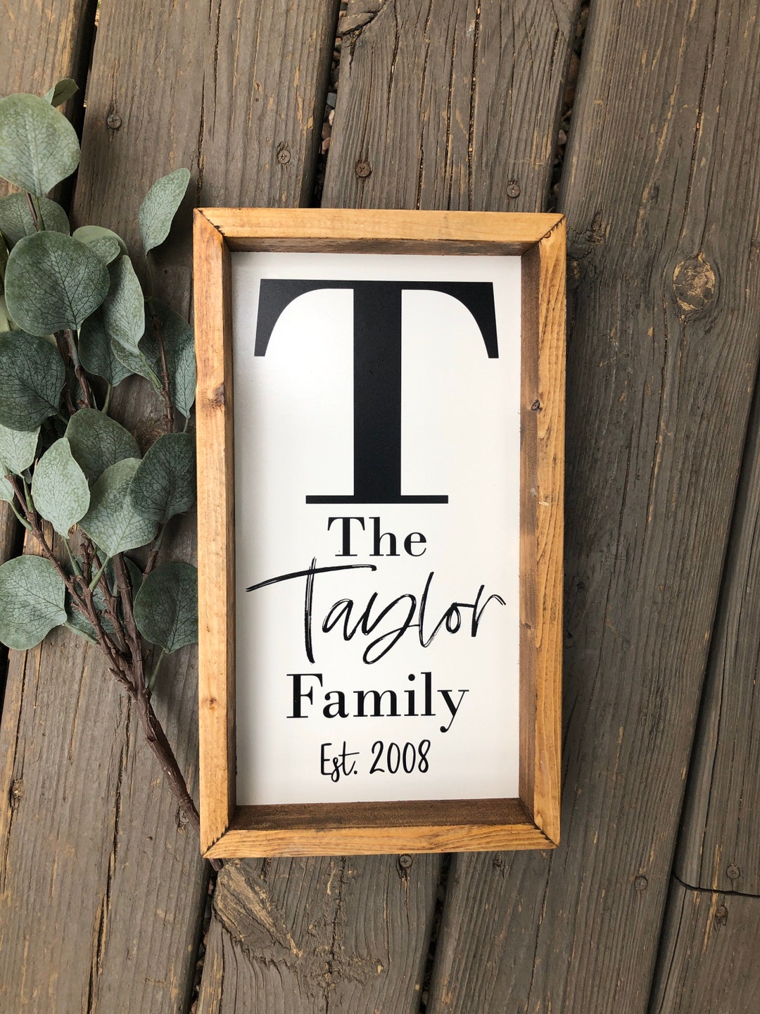Last Name Farmhouse Wooden Sign, 5th Anniversary Gift, Family Name ...