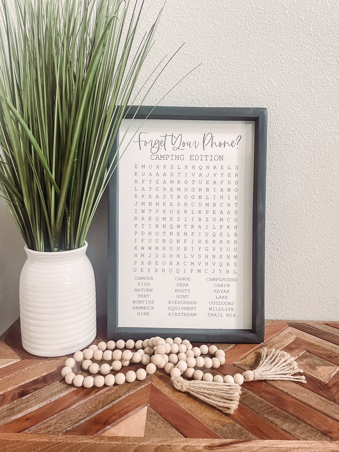 Camping Bathroom Word Search Wooden Sign, Bathroom Decor, Camping Theme ...