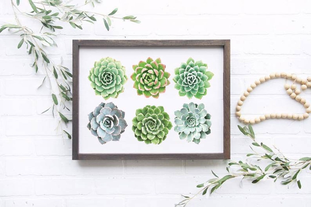 Watercolor Succulent Wooden Framed Sign, Watercolor Succulent Print ...