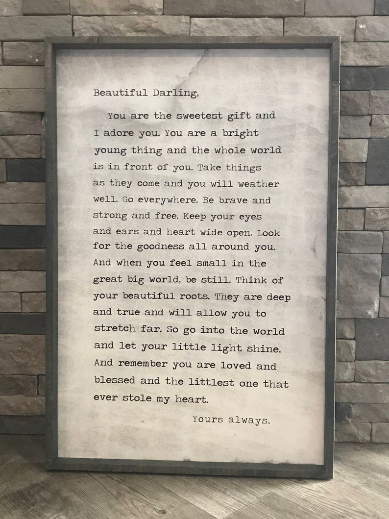 Beautiful Darling Quote Sign Beautiful Darling Framed Wood | Etsy