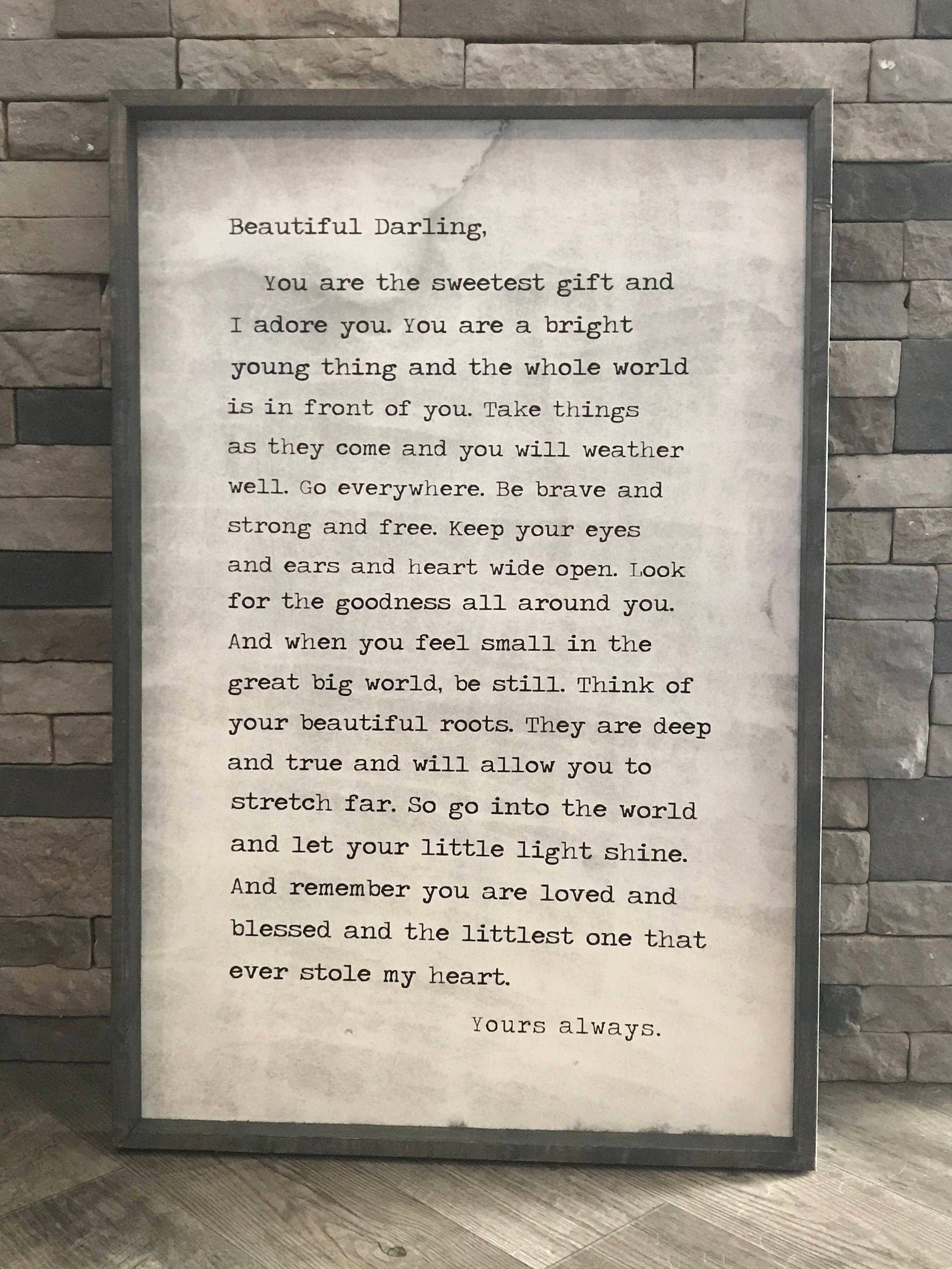 Beautiful Darling Quote Sign Beautiful Darling Framed Wood | Etsy