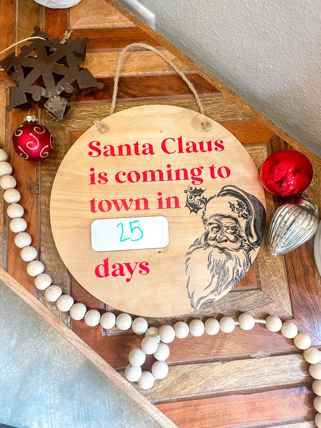 Christmas Countdown Sign, Santa Claus is Coming to Town Sign, Santa ...