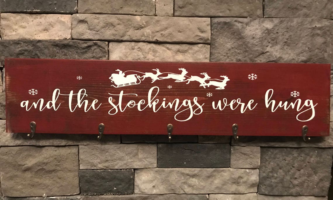 And the Stockings Were Hung Wooden Sign Stocking Holder Sign | Etsy