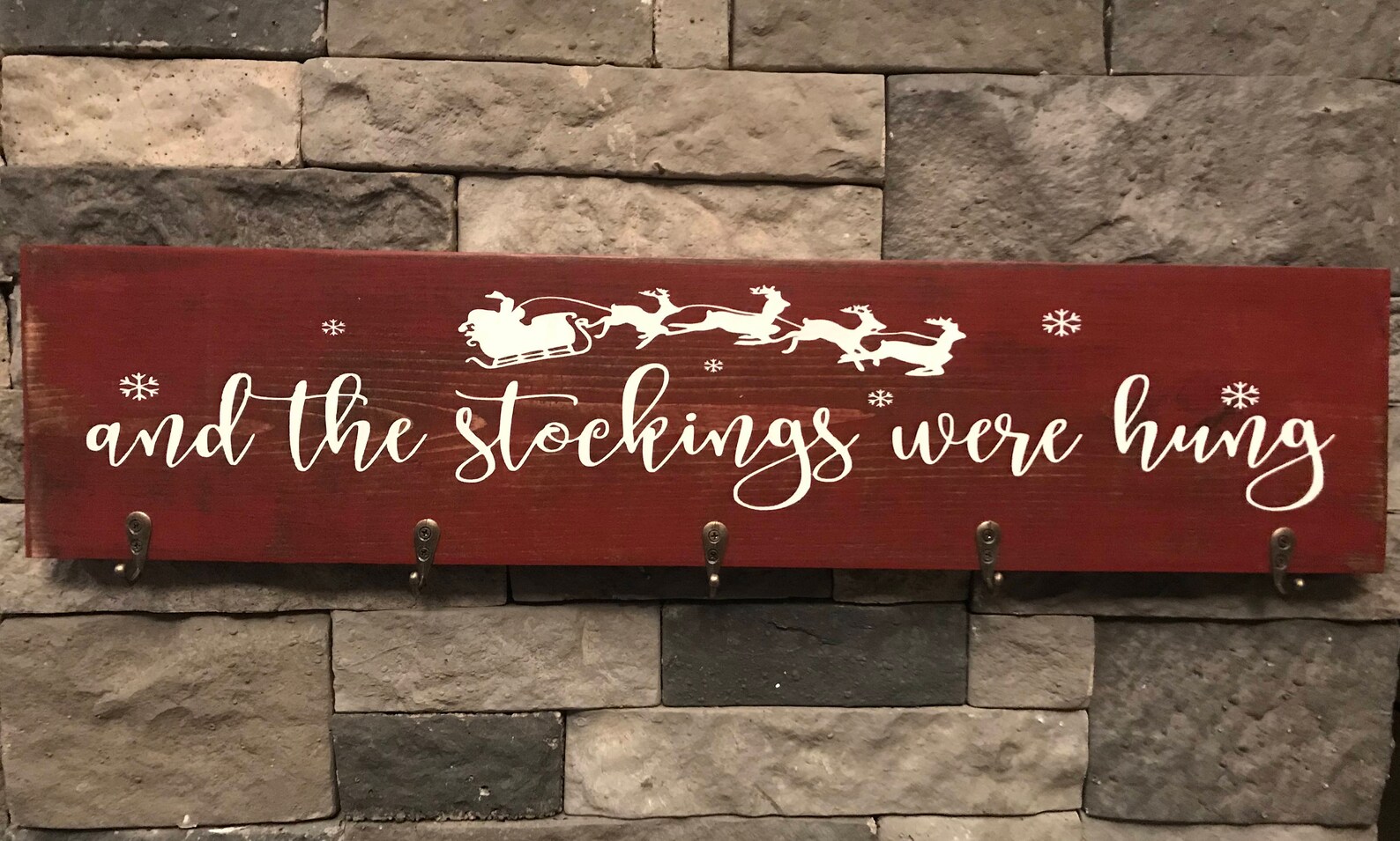 And the Stockings Were Hung Wooden Sign, Stocking Holder Sign, Wooden ...