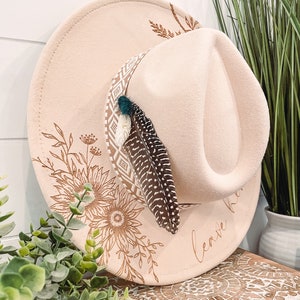 Aztec Leave Her Wild Floral Burned Hat, Floral Engraved Cowboy Hat ...