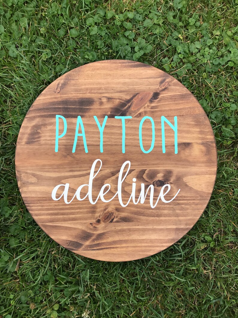 Round Baby Name Sign, Wooden Nursery Sign, Newborn Photography Prop ...