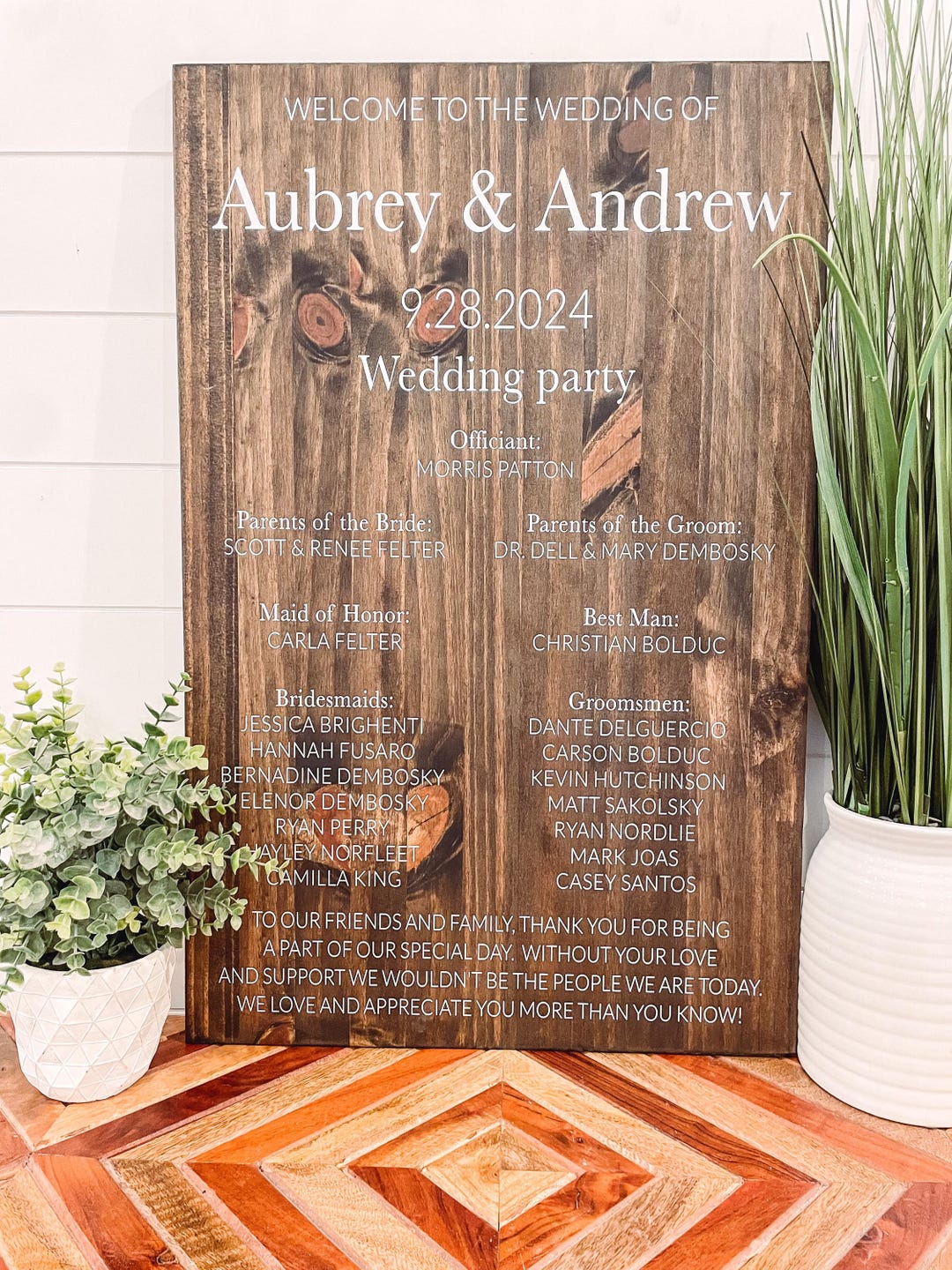 Wedding Party Sign, Wedding Program Sign, Bridal Party Wedding Sign ...