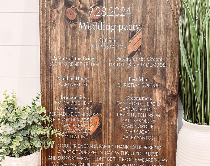 DIY Wedding Decor / Alternative Wedding Program Sign / Bridal Party ...