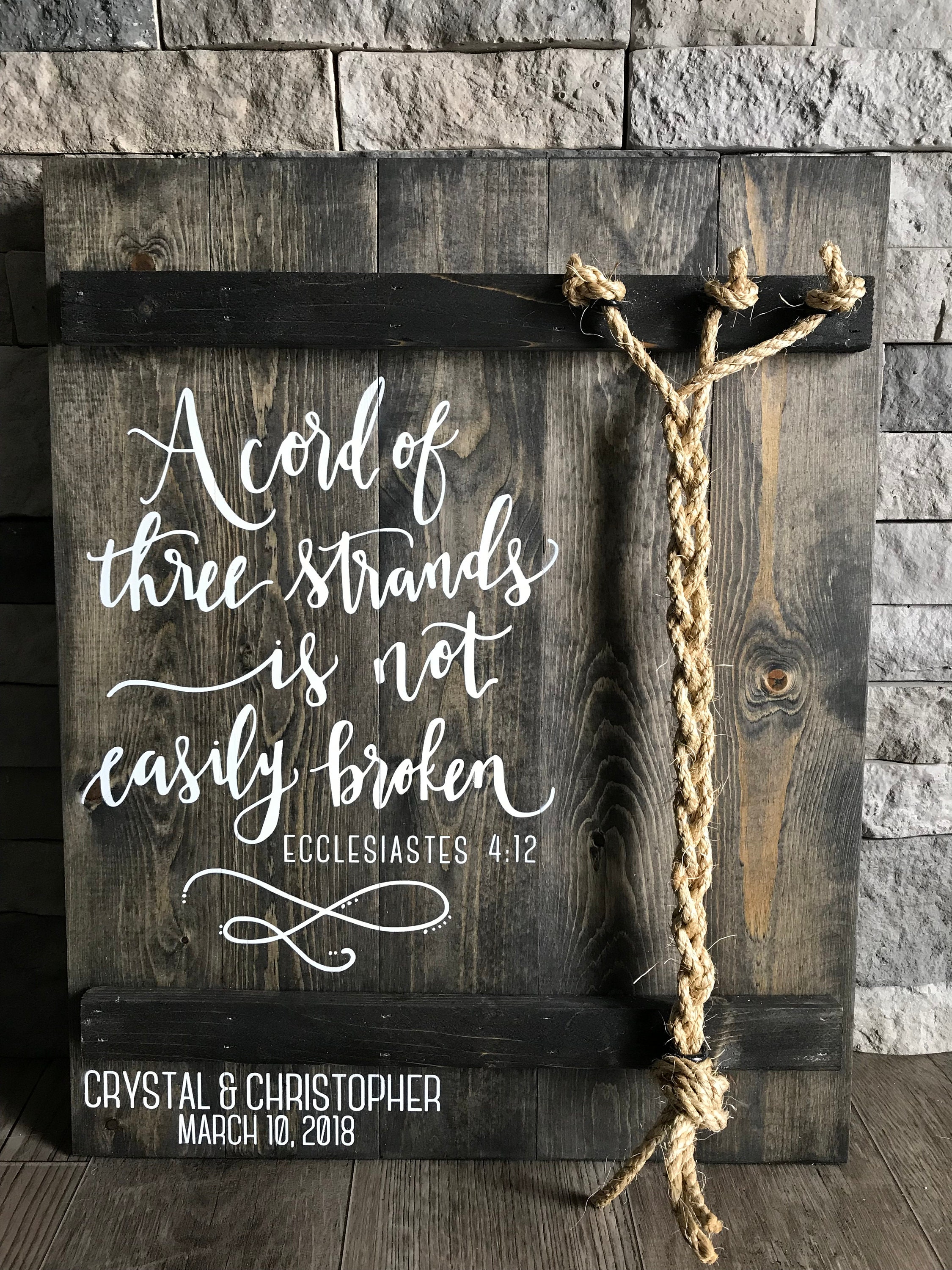A Cord Of Three Strands Sign A Cord of 3 Strands | Etsy