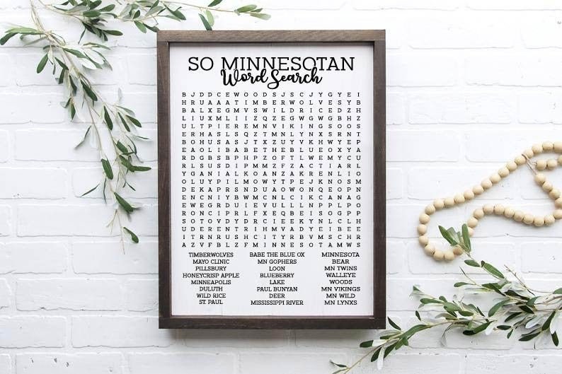 So Minnesotan Word Search Wooden Sign Bathroom Decor - Etsy