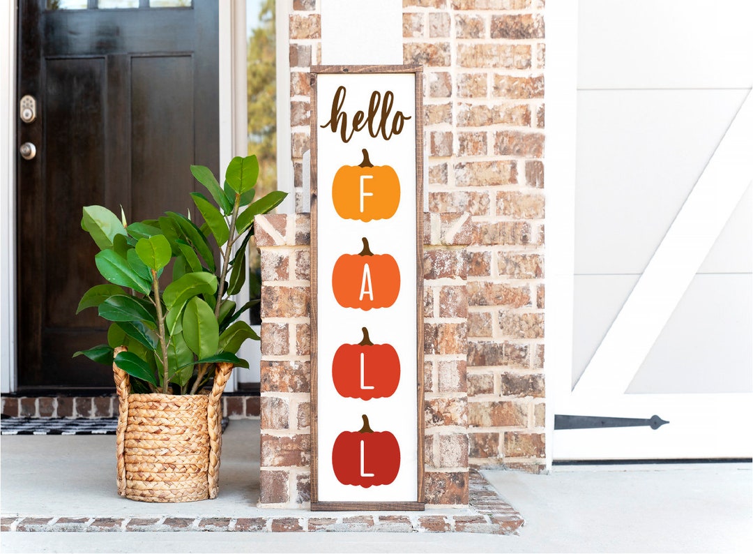 Hello Fall Pumpkins Wood Framed Sign, Fall Porch Sign, Halloween Decor ...