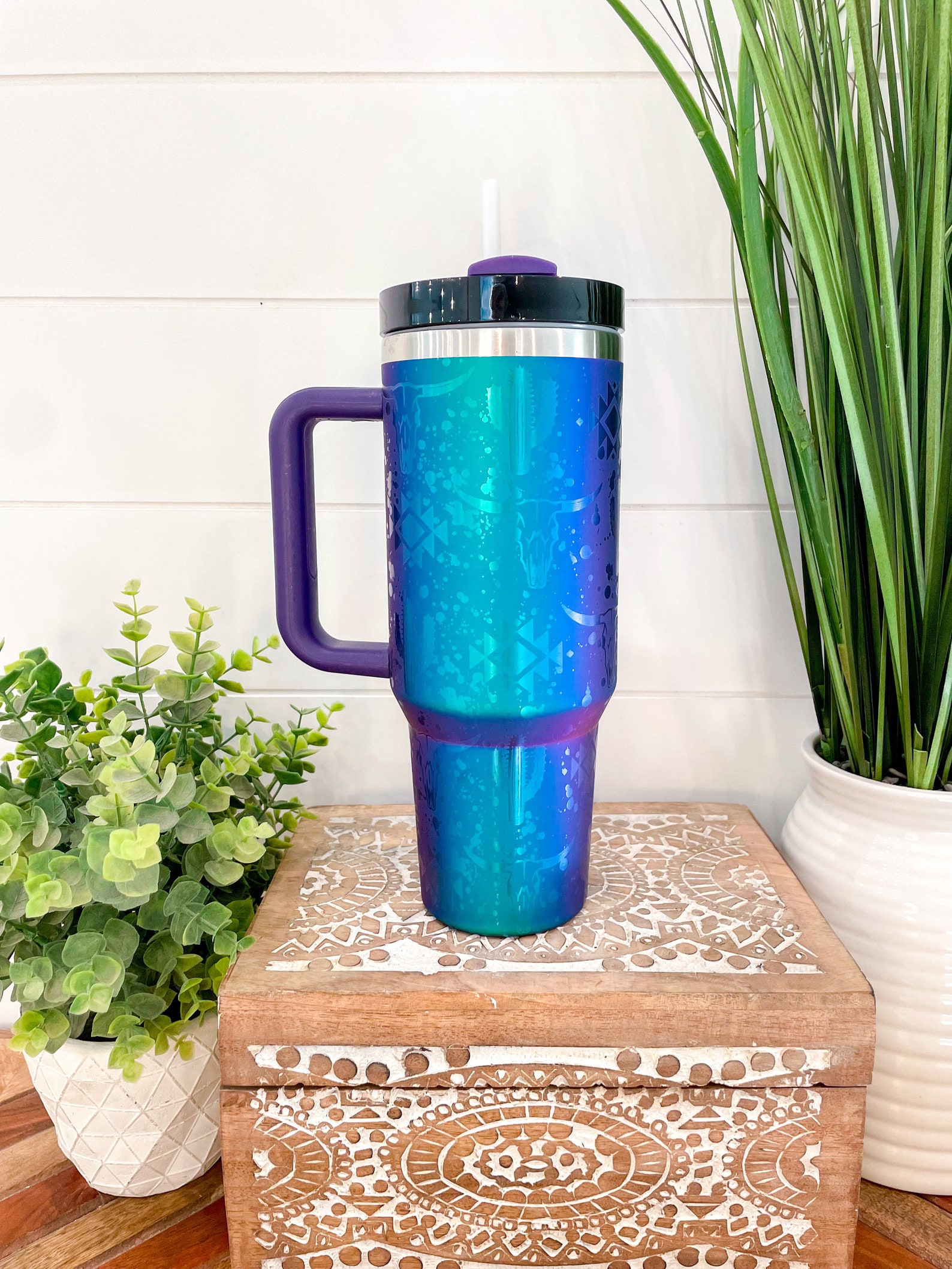 Paint Splatter Western 40oz Tumbler, Travel Mug, Engraved Tumbler ...