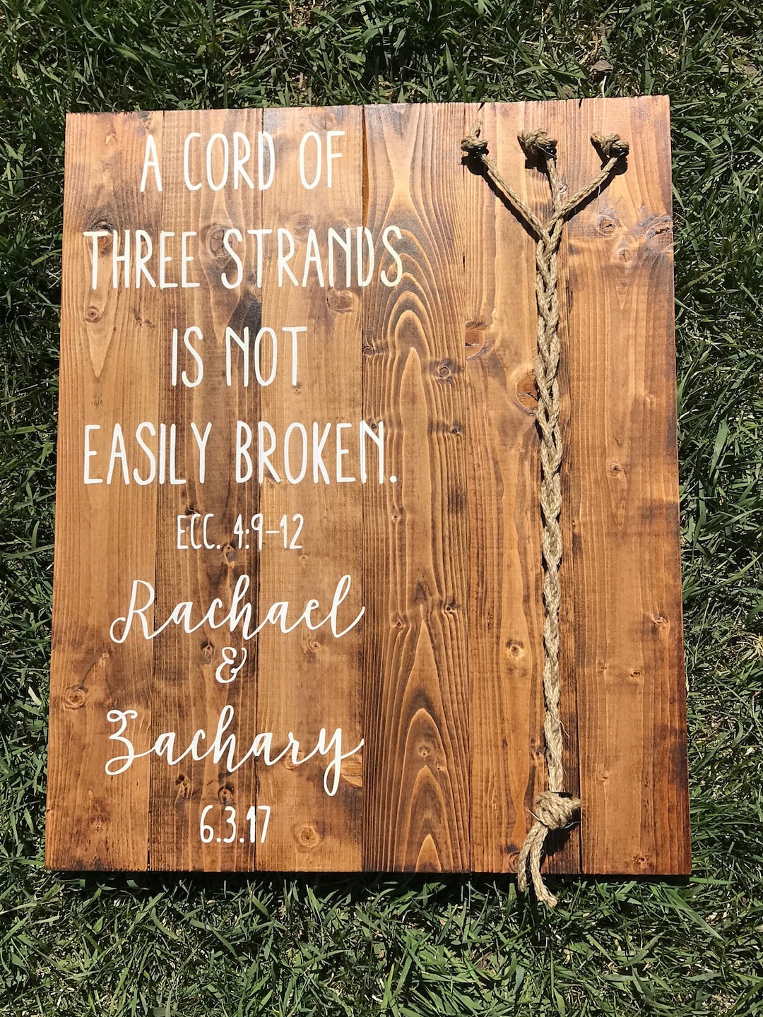 A Cord of Three Strands Sign, A Cord of 3 Strands, Ecclesiastes 4:9-12 ...