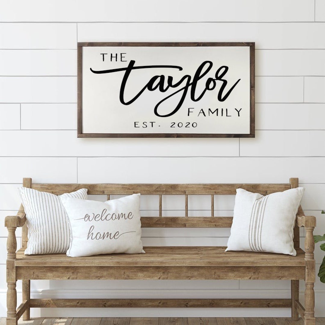 Last Name Farmhouse Wooden Sign, 5th Anniversary Gift, Family Name ...