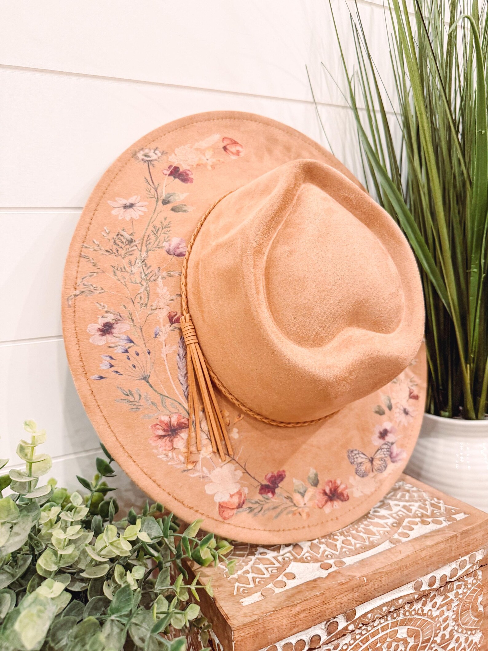 Floral Printed Heart Hat, Heart Shaped Hat, Floral Printed Cowboy Hat ...