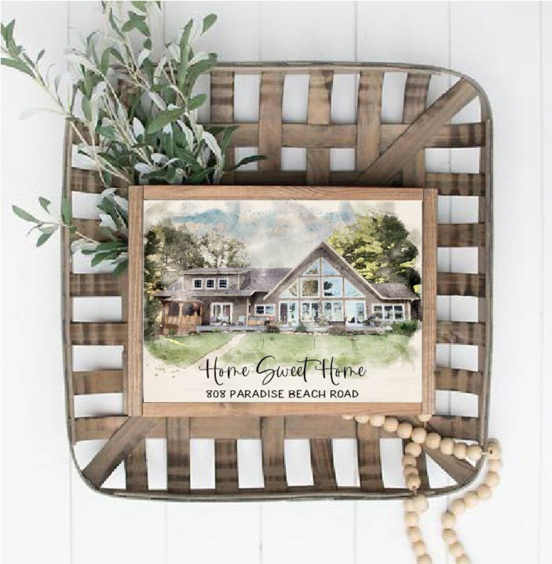 Custom Home Portrait Sign, Watercolor Home Sign, Watercolor Home ...