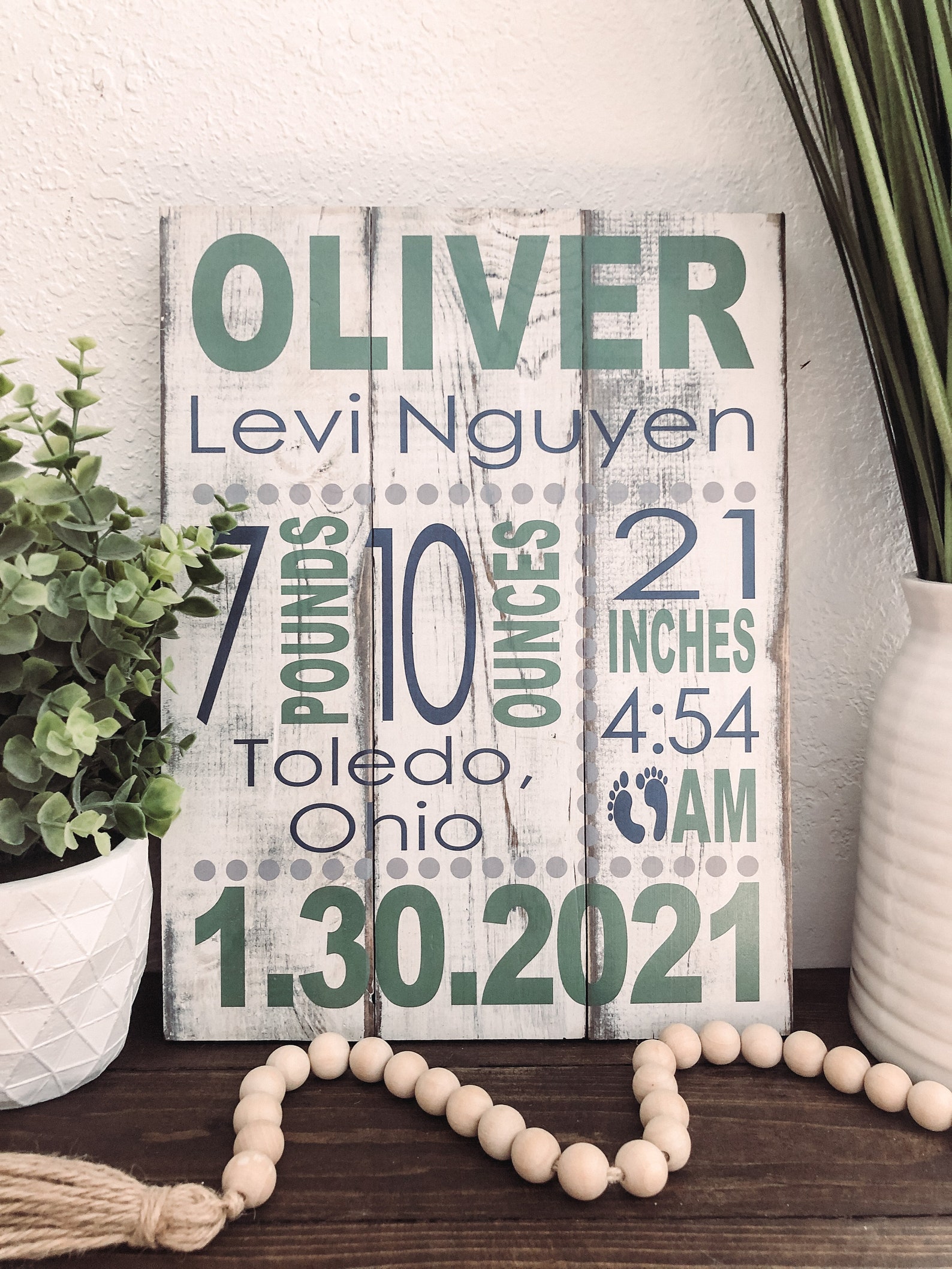 Birth Stats Wood Sign Birth Announcement Sign Baby Wooden | Etsy