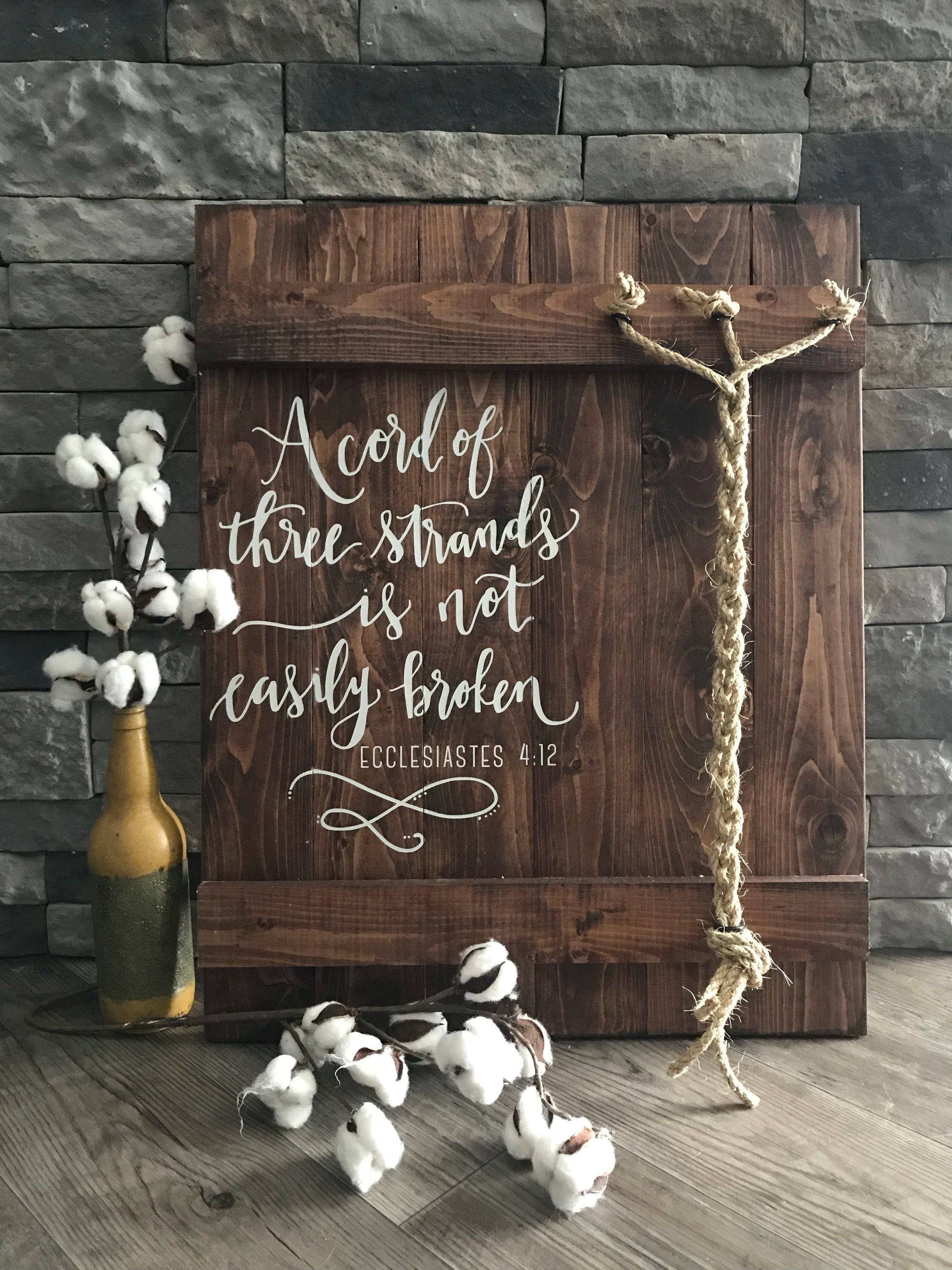 A Cord of Three Strands Sign A Cord of 3 Strands | Etsy