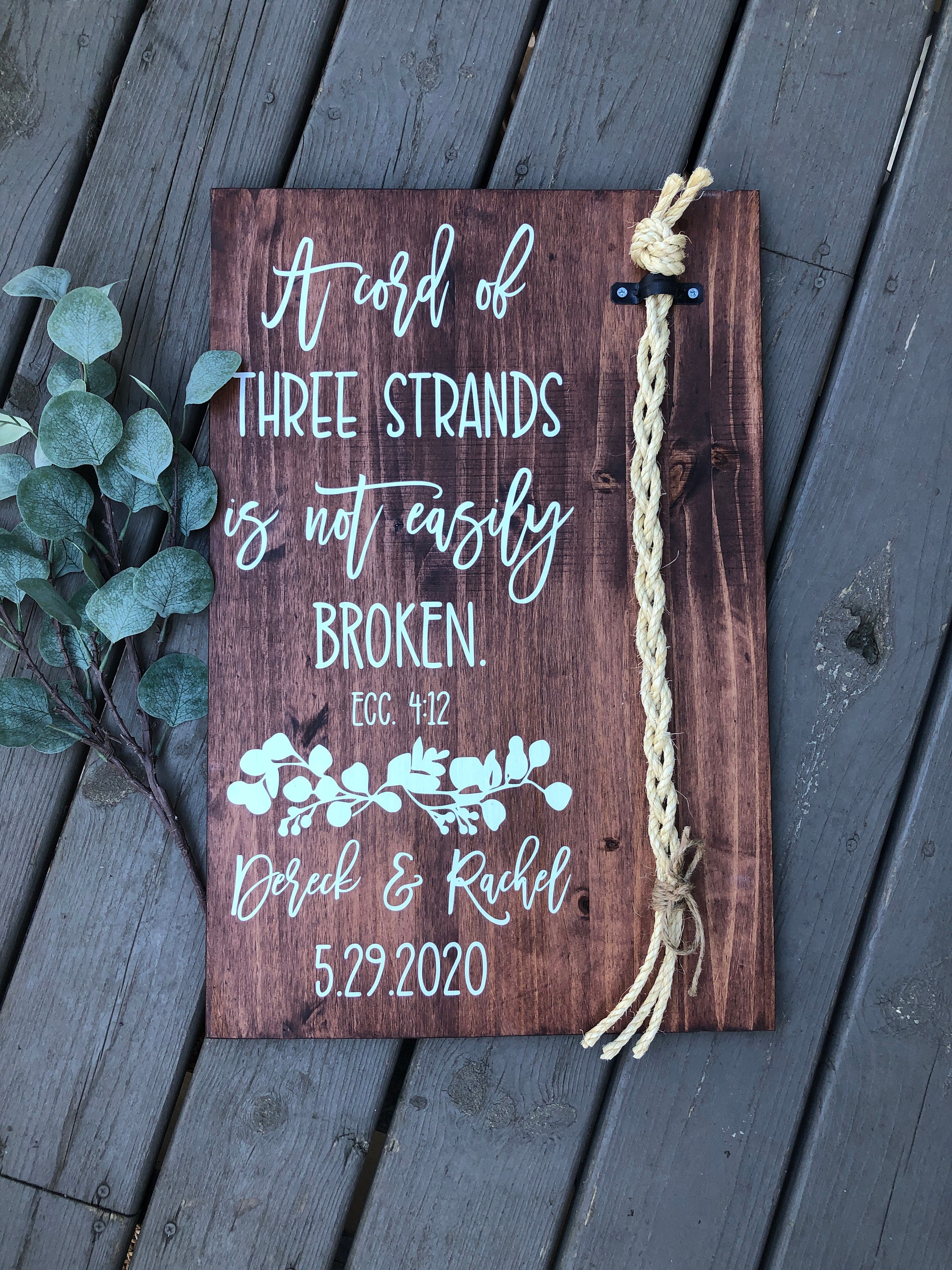 A Cord of Three Strands Sign A Cord of 3 Strands | Etsy