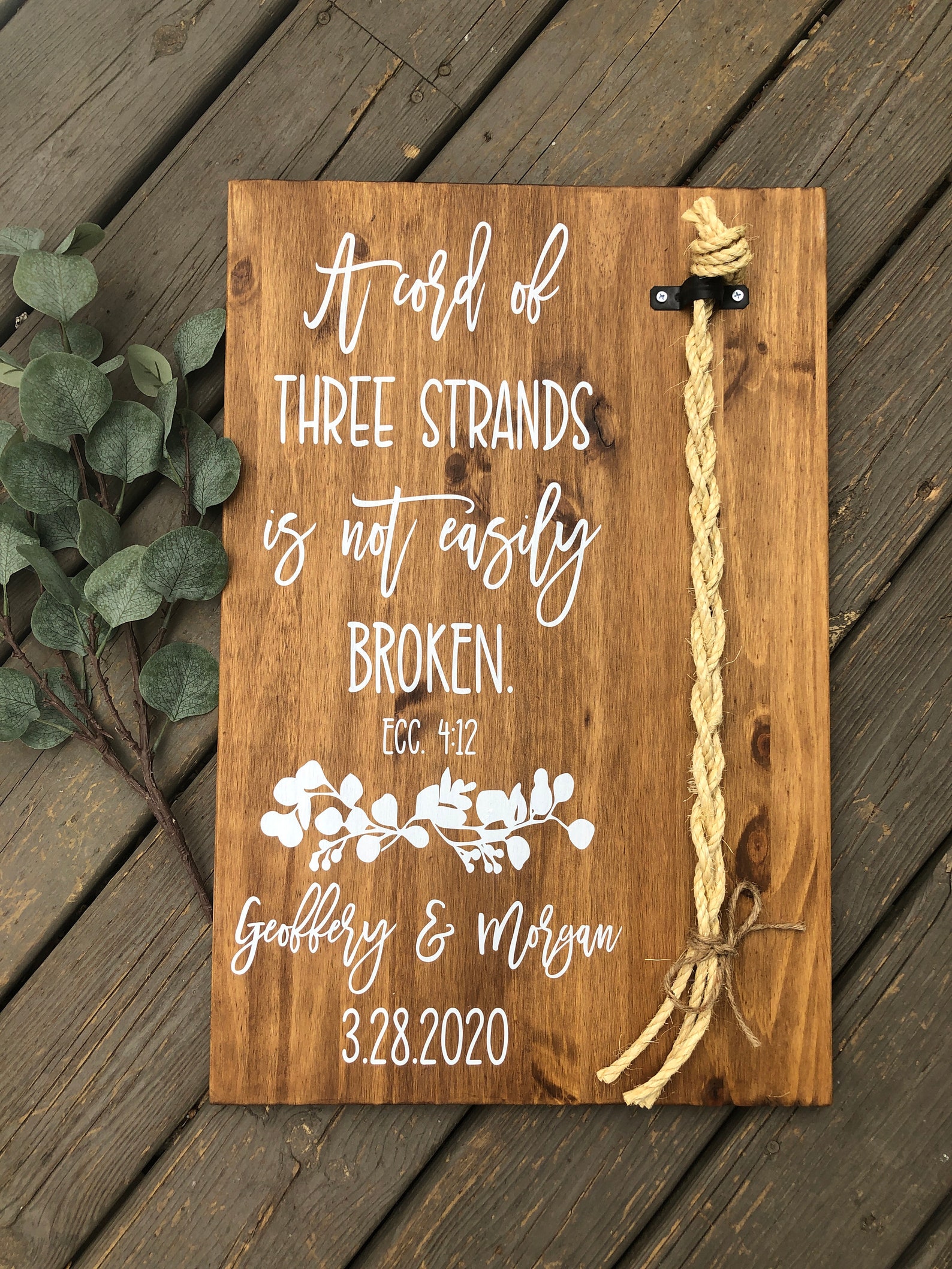 A Cord of Three Strands Sign A Cord of 3 Strands | Etsy