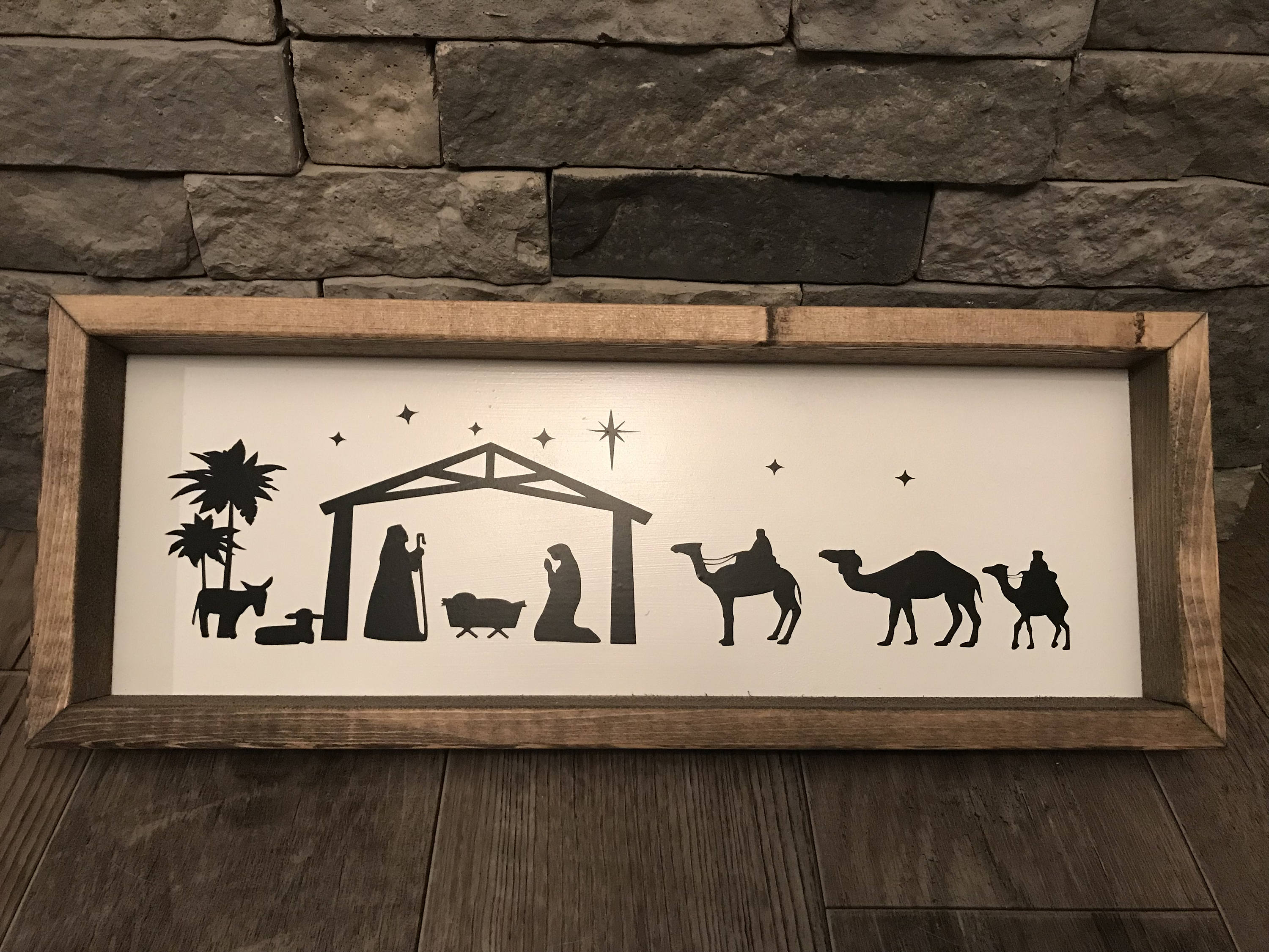 Nativity Scene Wooden Sign Christmas Nativity Sign Framed - Etsy