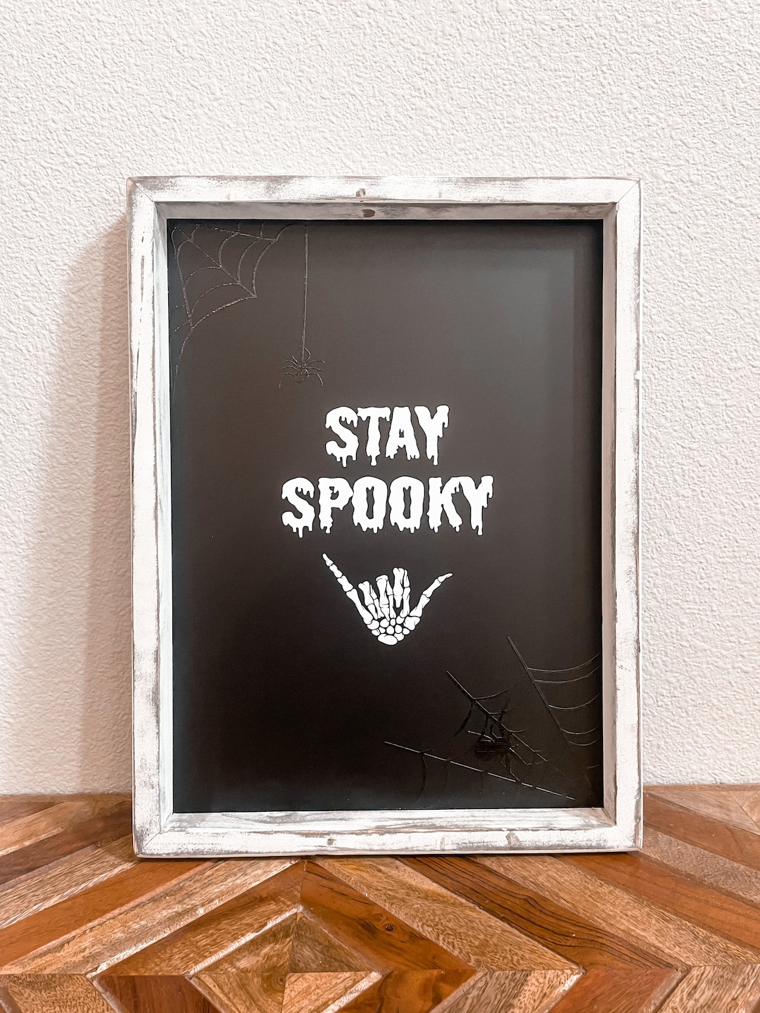 Stay Spooky Wood Framed Sign, Stay Spooky Skeleton Sign, Halloween ...
