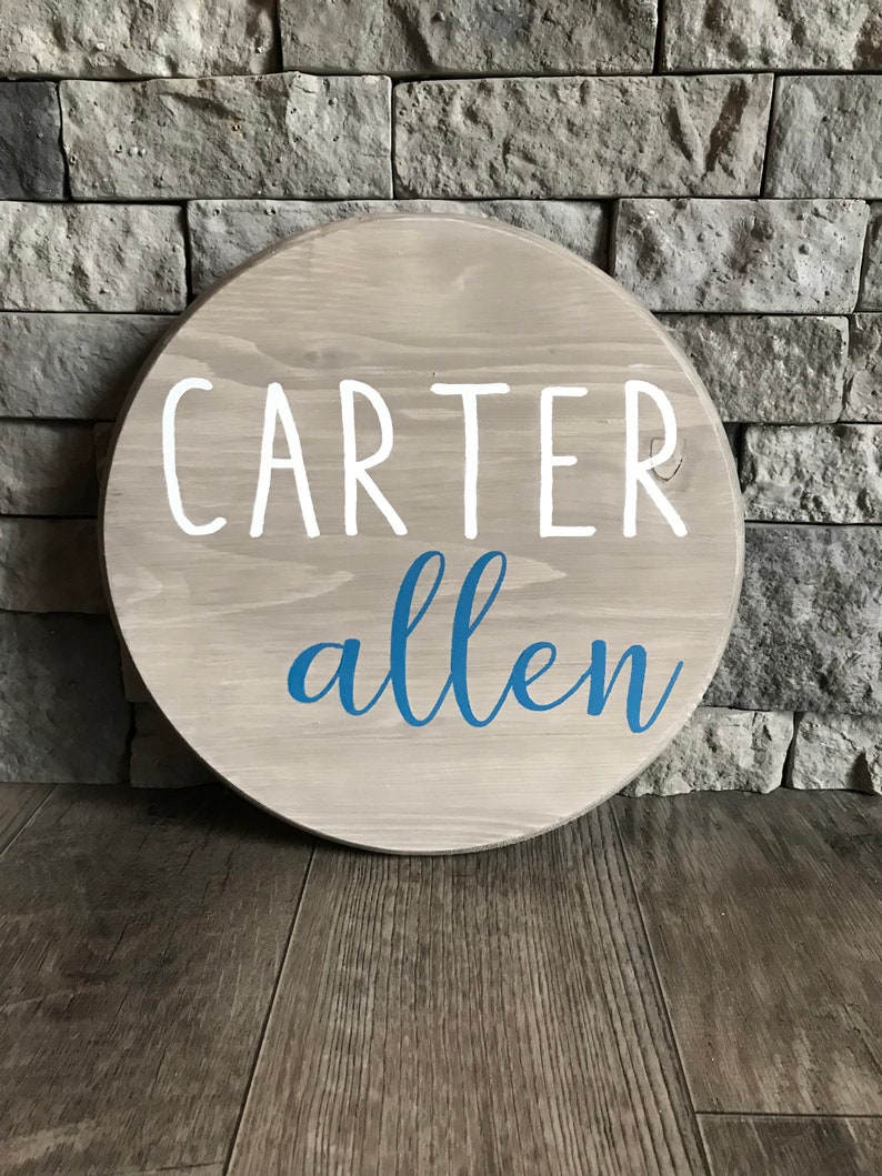 Round Baby Name Sign, Wooden Nursery Sign, Newborn Photography Prop ...