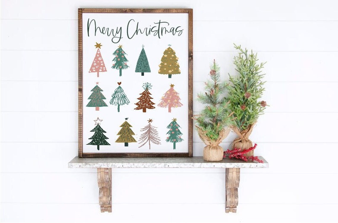 Merry Christmas Tree Wooden Sign Christmas Sign Christmas - Etsy