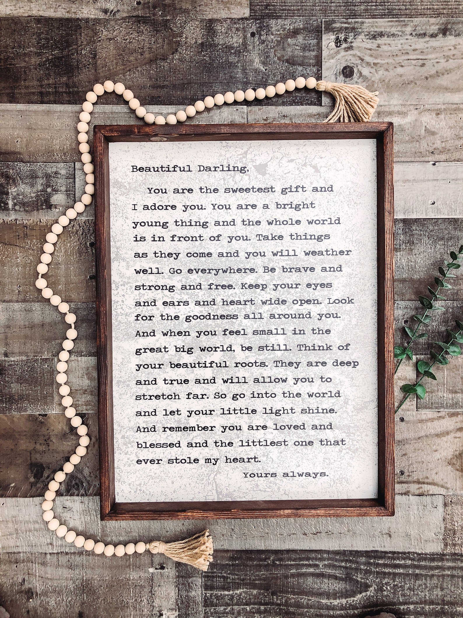 Beautiful Darling Quote Sign Beautiful Darling Framed Wood | Etsy