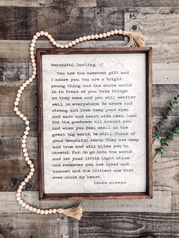Beautiful Darling Quote Sign Beautiful Darling Framed Wood | Etsy