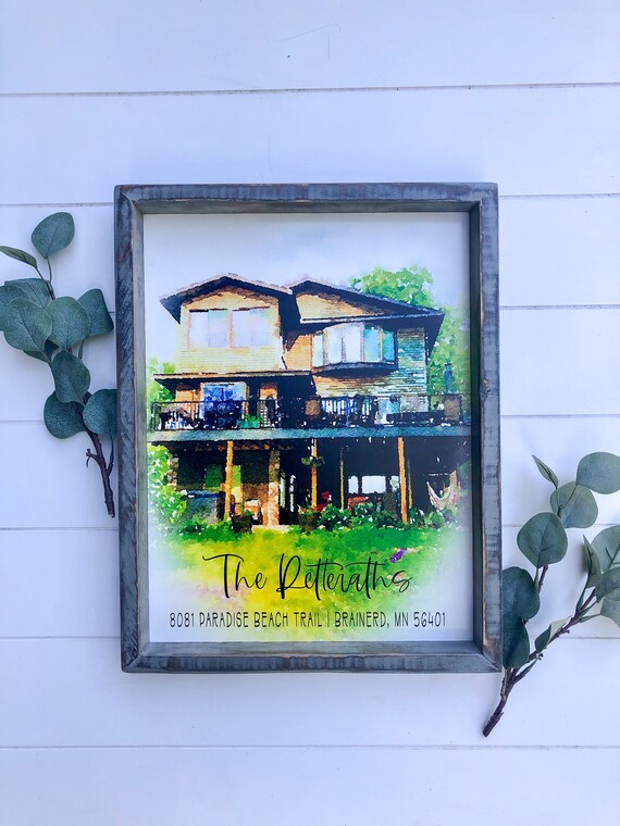 Custom Home Portrait Sign Watercolor Home Sign Watercolor | Etsy