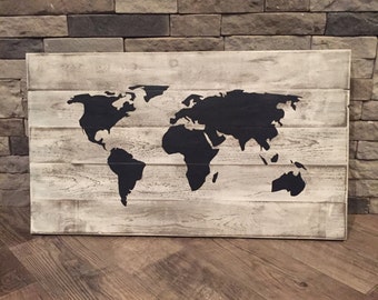 Adventure Awaits Wooden Map Sign World Map Sign Rustic Map - Etsy