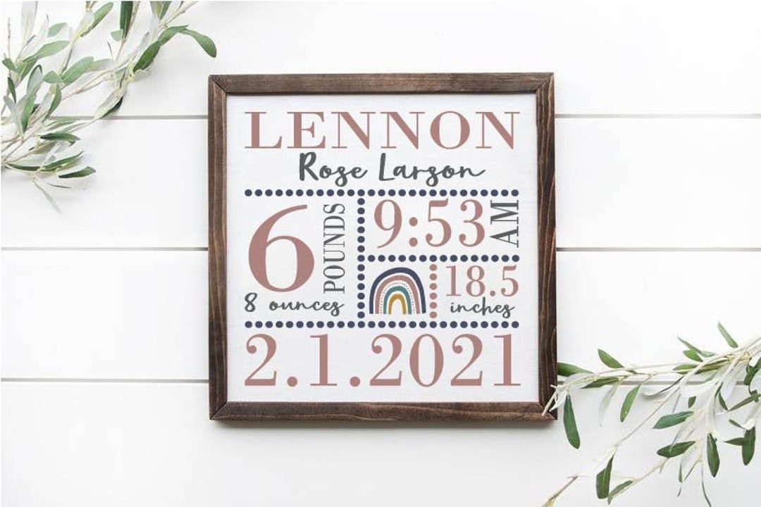 Birth Stats Wood Sign, Birth Announcement Sign, Baby Wooden Sign, Birth ...