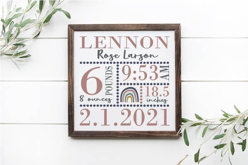 Birth Stats Wood Sign Birth Announcement Sign Baby Wooden - Etsy